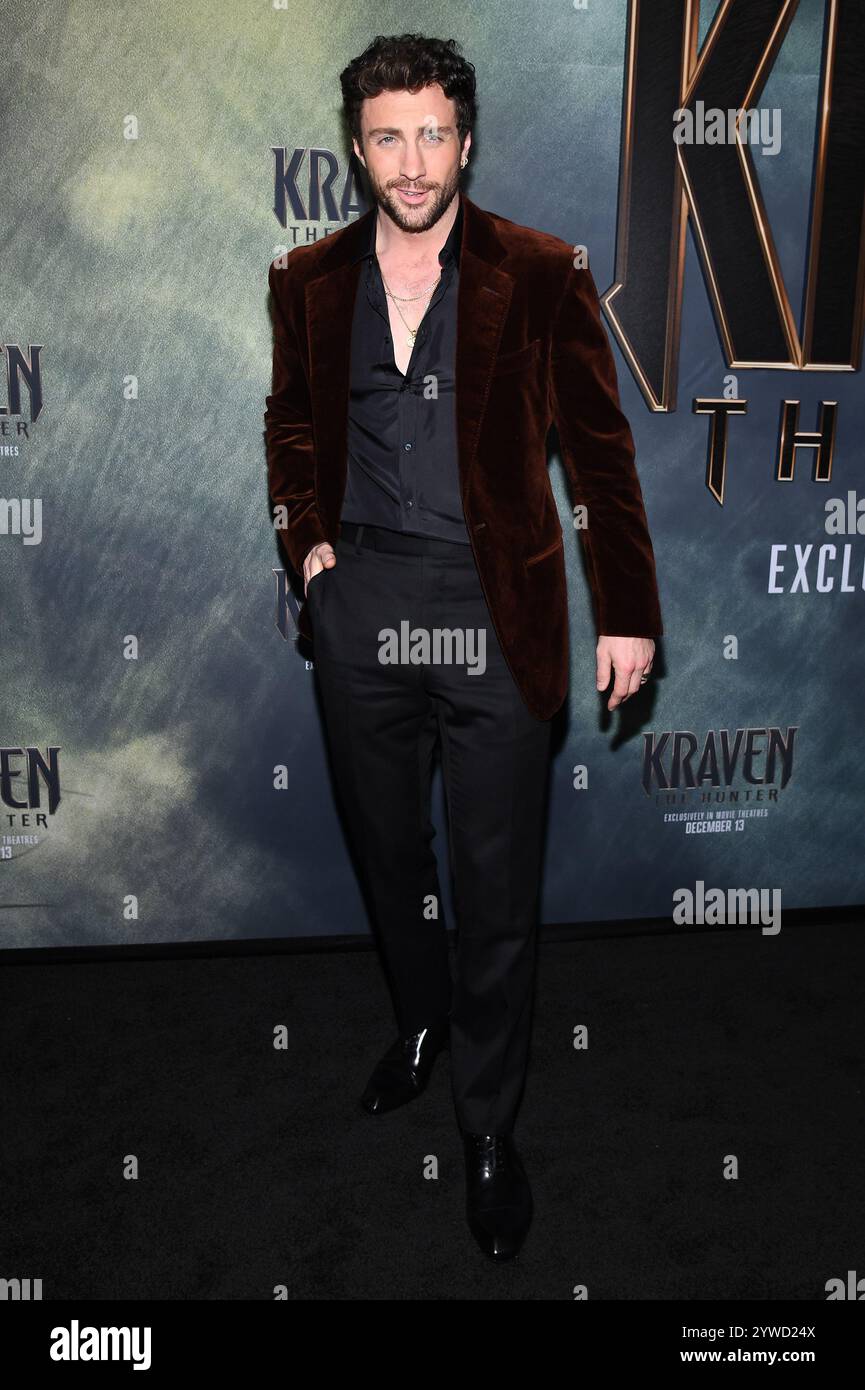 Aaron Taylor-Johnson attends the 'Kraven The Hunter' premiere at AMC Lincoln Square Theater, New ...