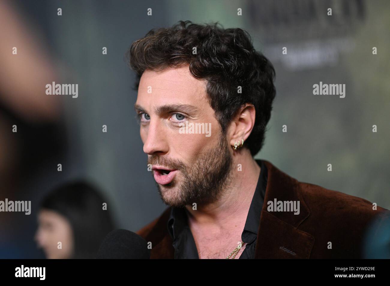 Aaron Taylor-Johnson attends the 'Kraven The Hunter' premiere at AMC ...