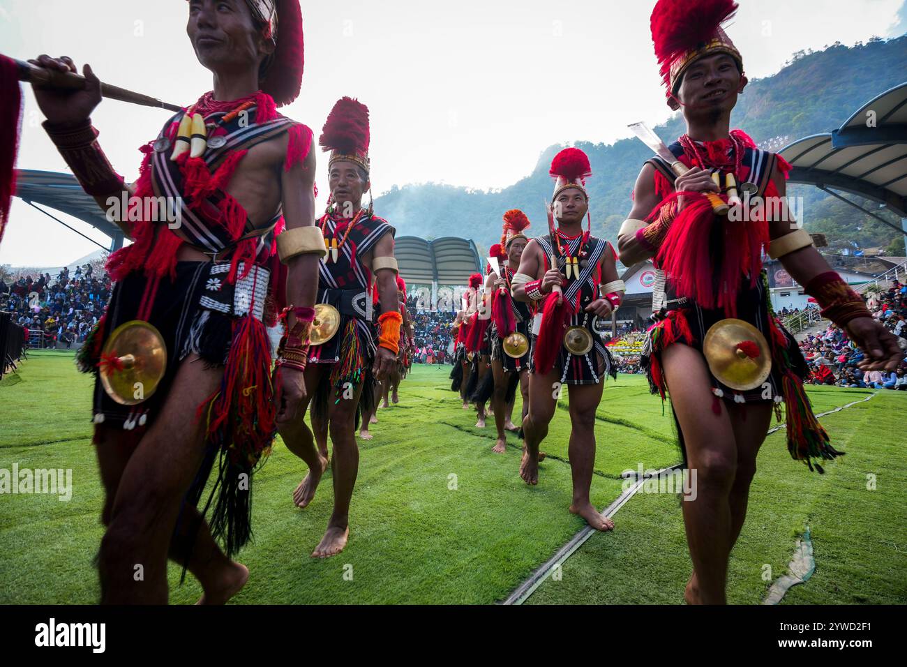 Indigenous Nagas dance during the Hornbill Festival in Kisama, on the ...