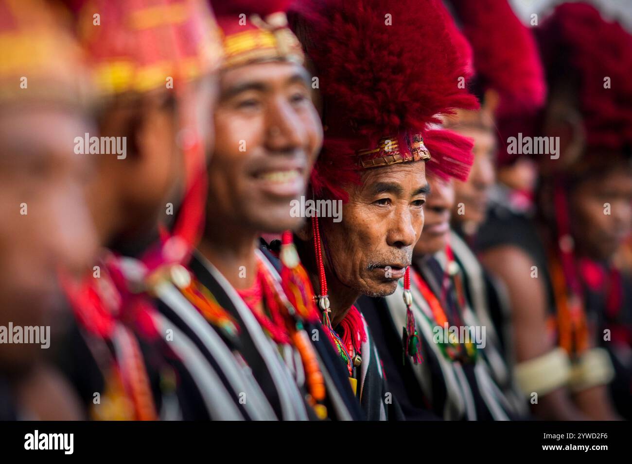 Indigenous Naga tribals participate in the Hornbill Festival in Kisama ...