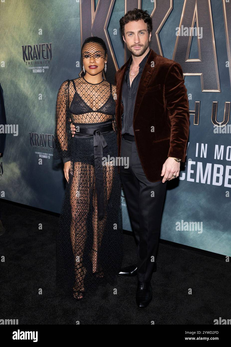 Ariana DeBose, left, and Aaron Taylor-Johnson attend the world premiere ...