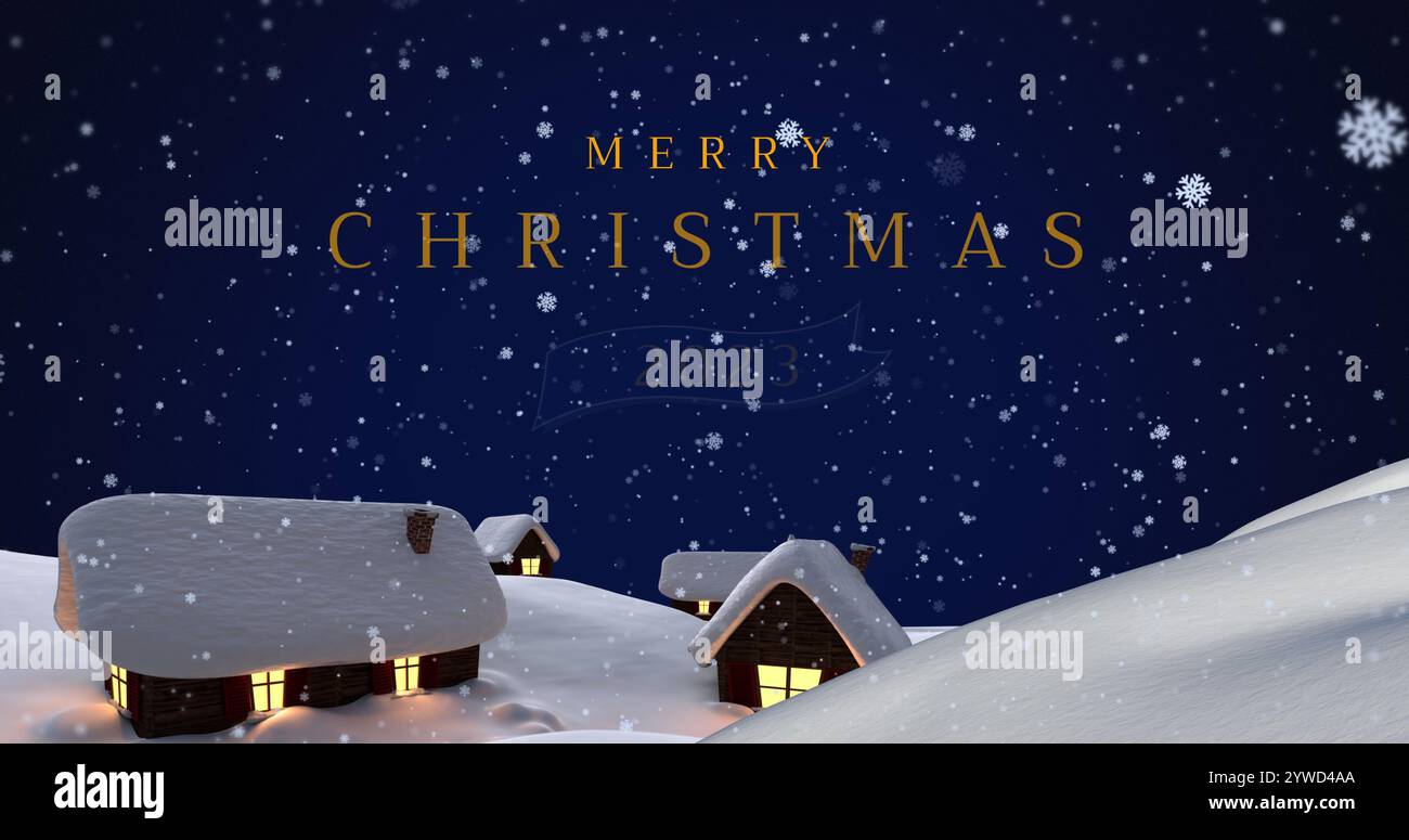 Animation merry text snow falling hi-res stock photography and images ...