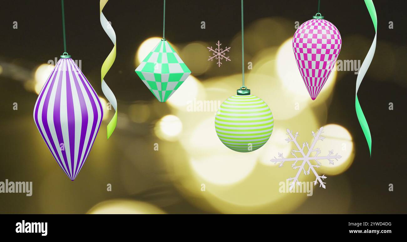 Image of party streamers and christmas decorations Stock Photo - Alamy
