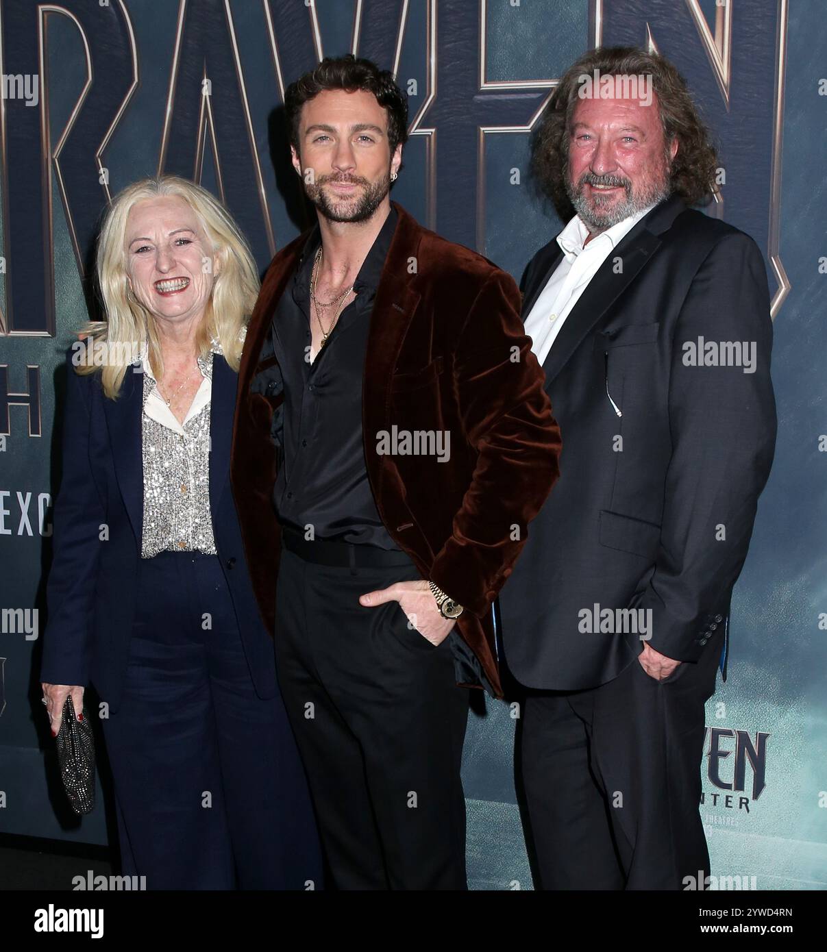 New York City, USA. 10th Dec, 2024. Aaron Taylor-Johnson, mother Sarah ...