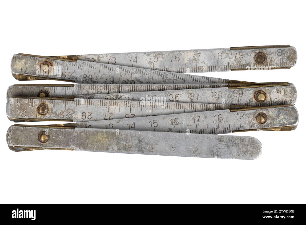 Antique carpenter's brass ruler isolated on white background Stock ...