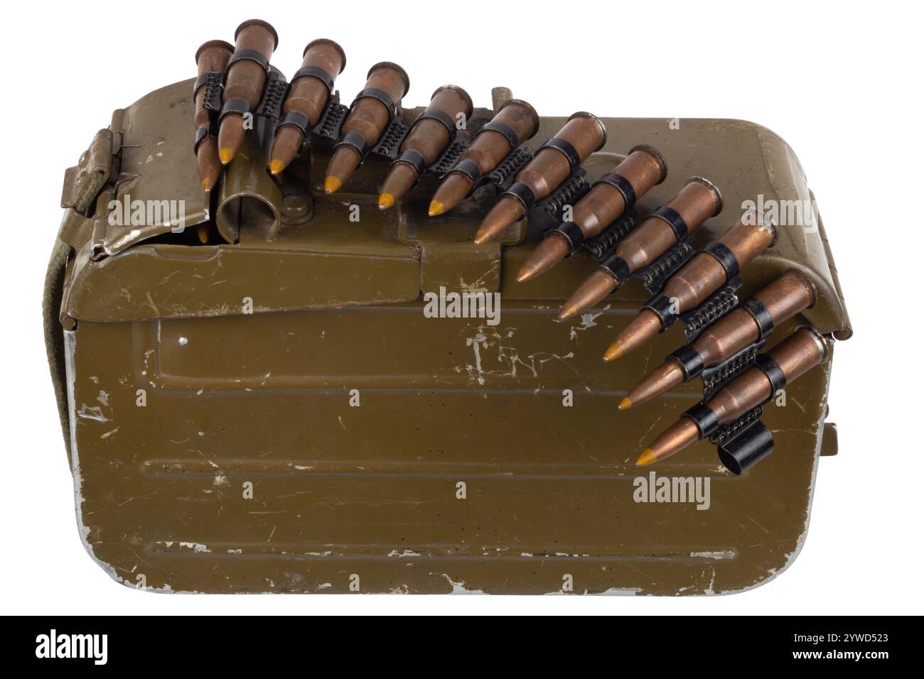 Ammo box with ammunition belt and 7.62 mm cartridges for kalashnikov PK ...