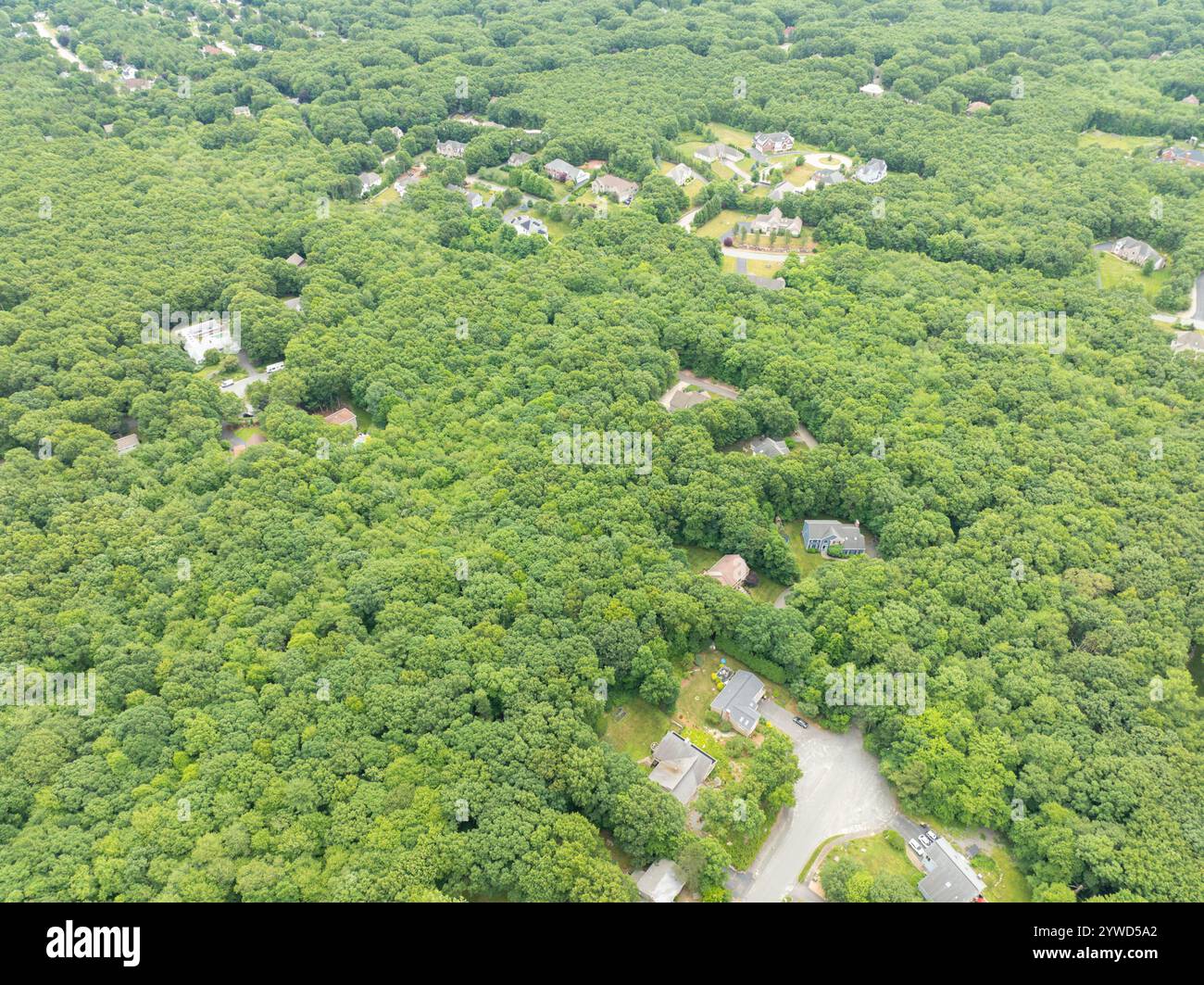 Aerial view of Suburban neighborhood in Sharon, Norfolk County ...