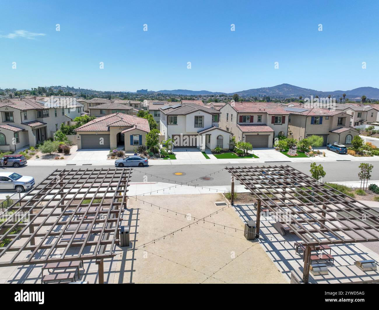 Covered gathering area in community park with picnic tables, Escondido ...