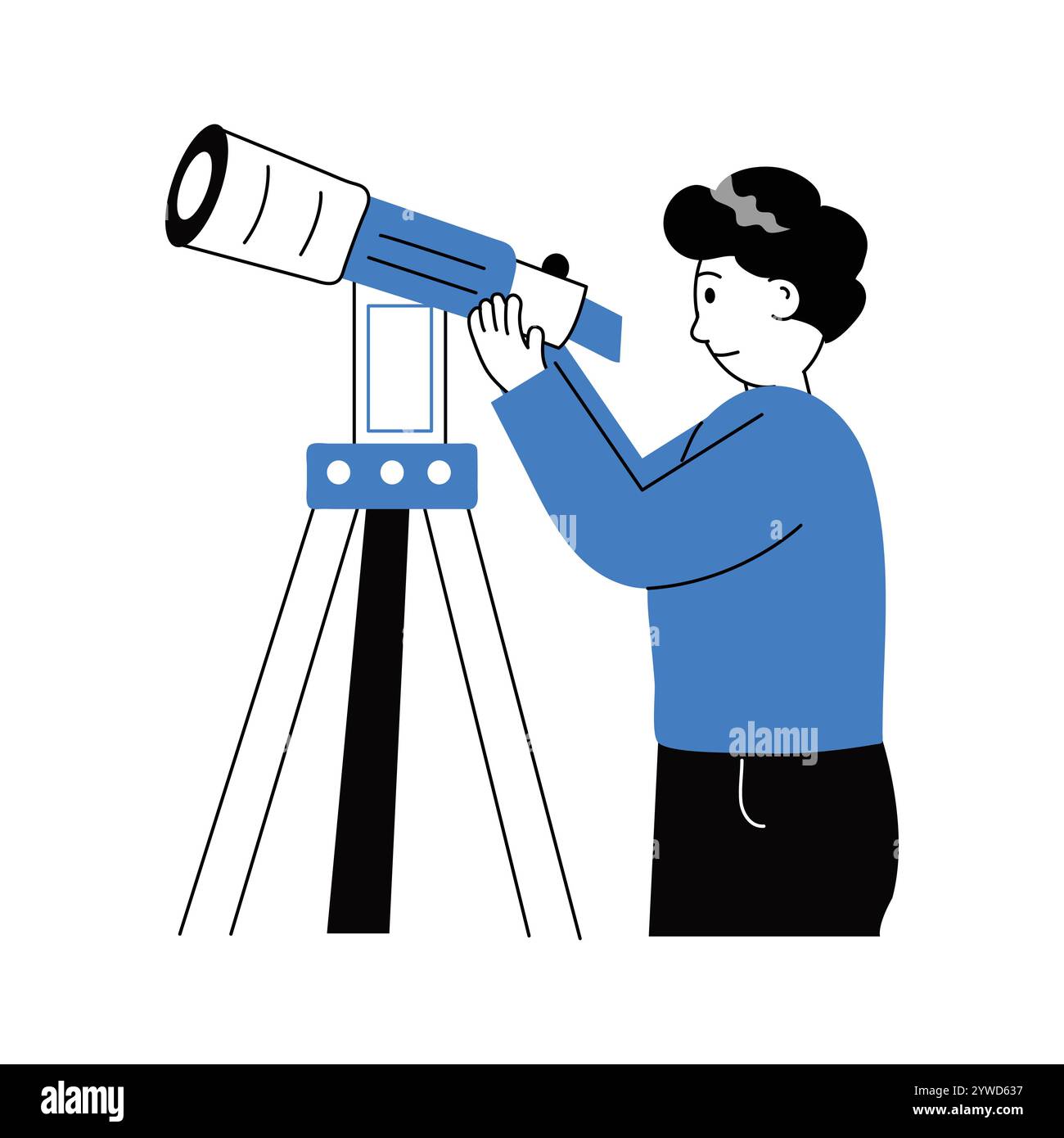 A man seeing moon of eid with telescope, well designed character ...