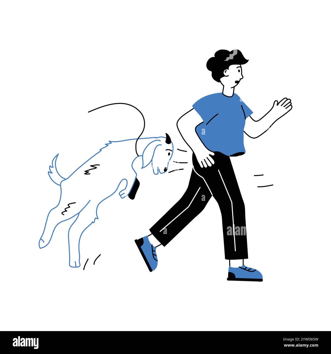 Goat kicks a man, man running away from goat, eid al adha illustration ...