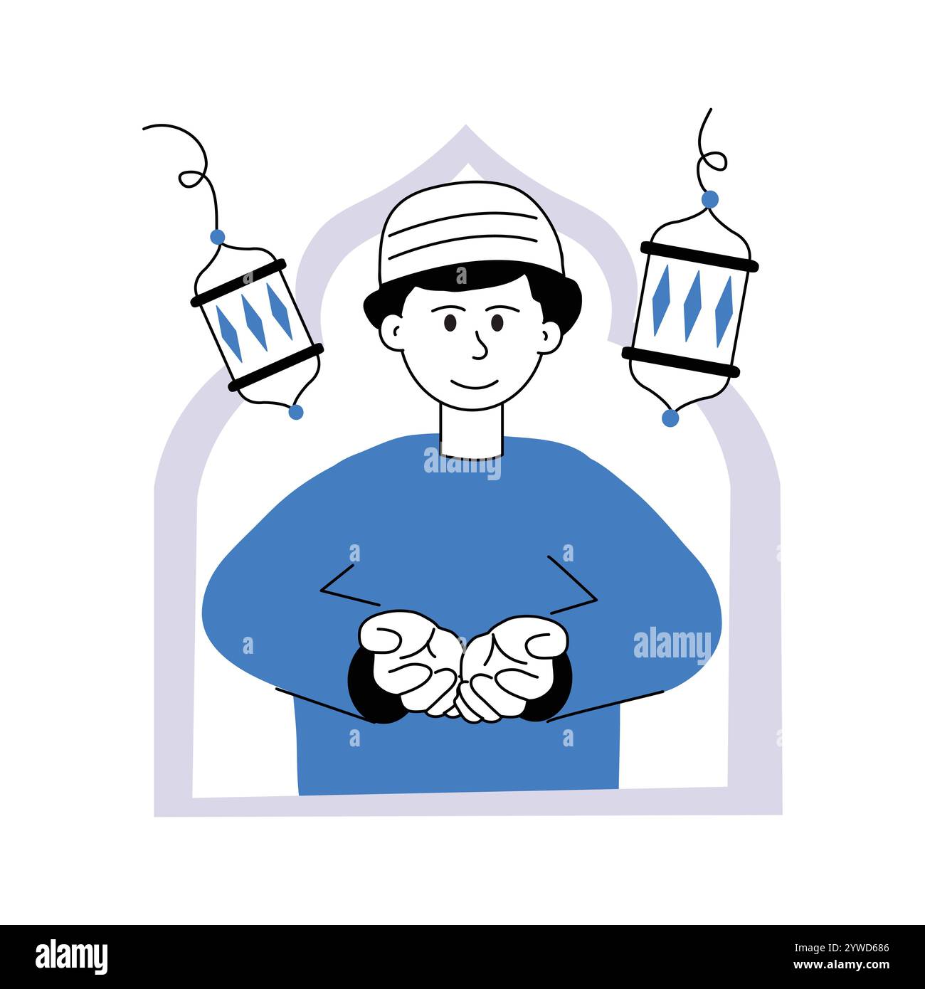 Muslim man doing eid prayer, ready to use character illustration Stock ...