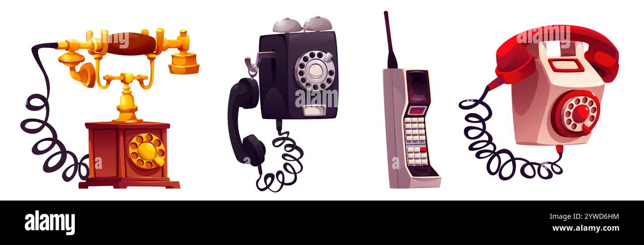 Vintage red landline Stock Vector Images - Alamy