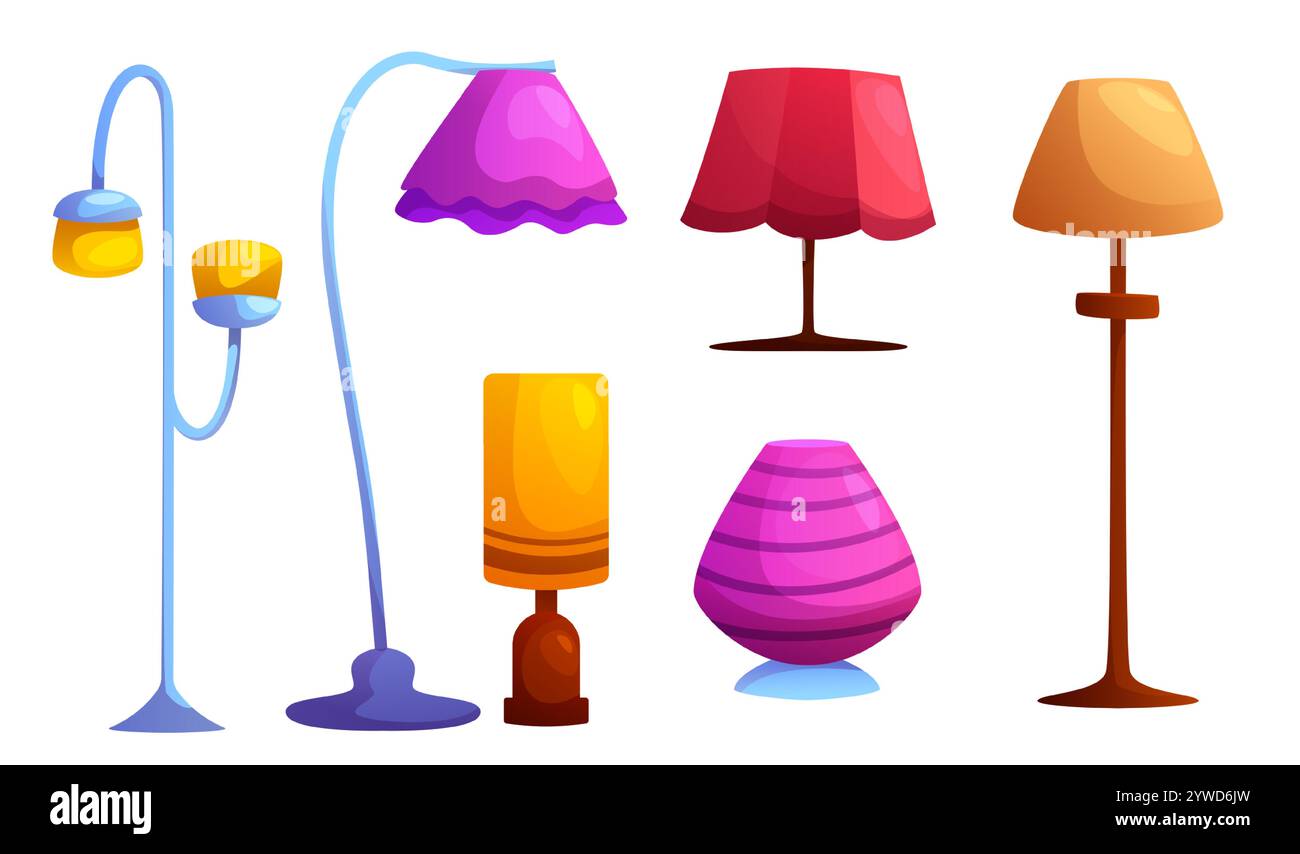 Table and floor lamp collection - curved blue standing light, purple ...