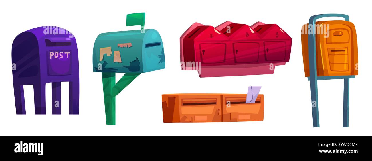 Post and letterbox collection with pedestal mailbox, rural box on ...
