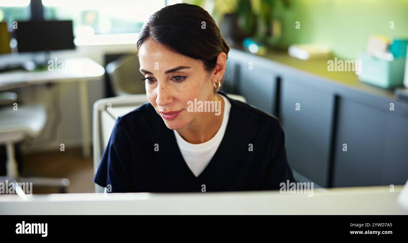 Dental office receptionist secretary employee woman female working job ...