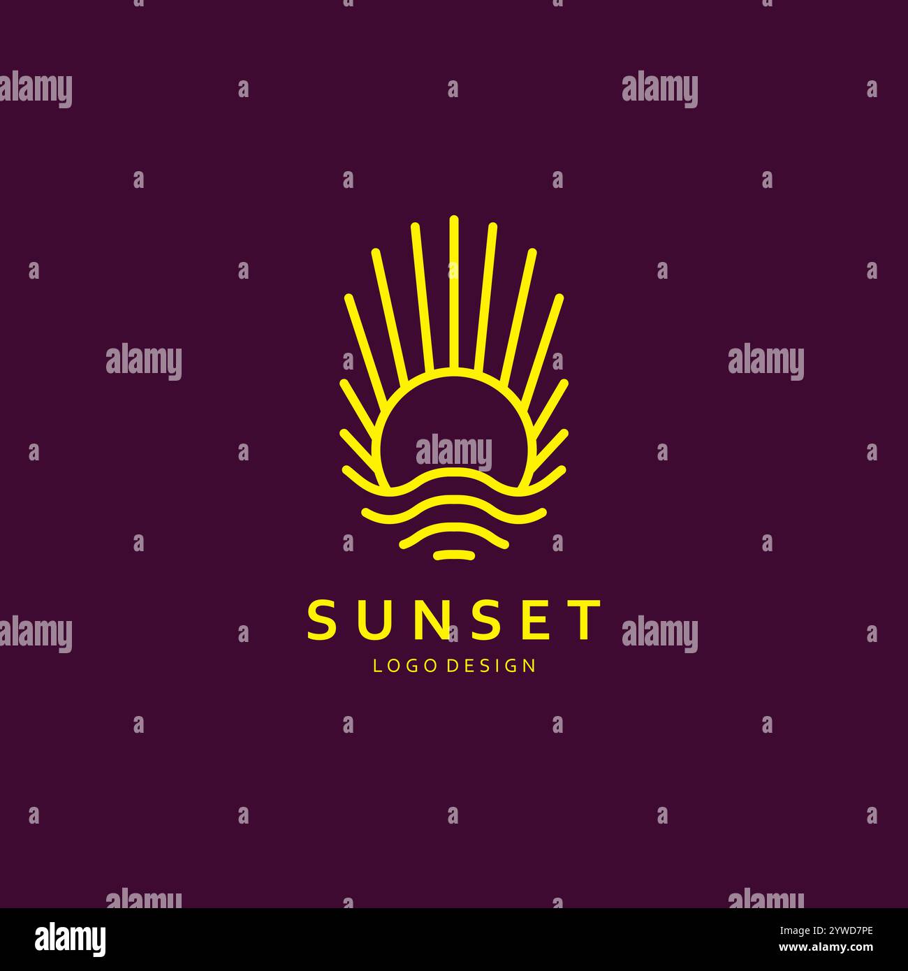 Sunset Logo Icon Vector. Sunshine With Yellow Color Stock Vector Image ...