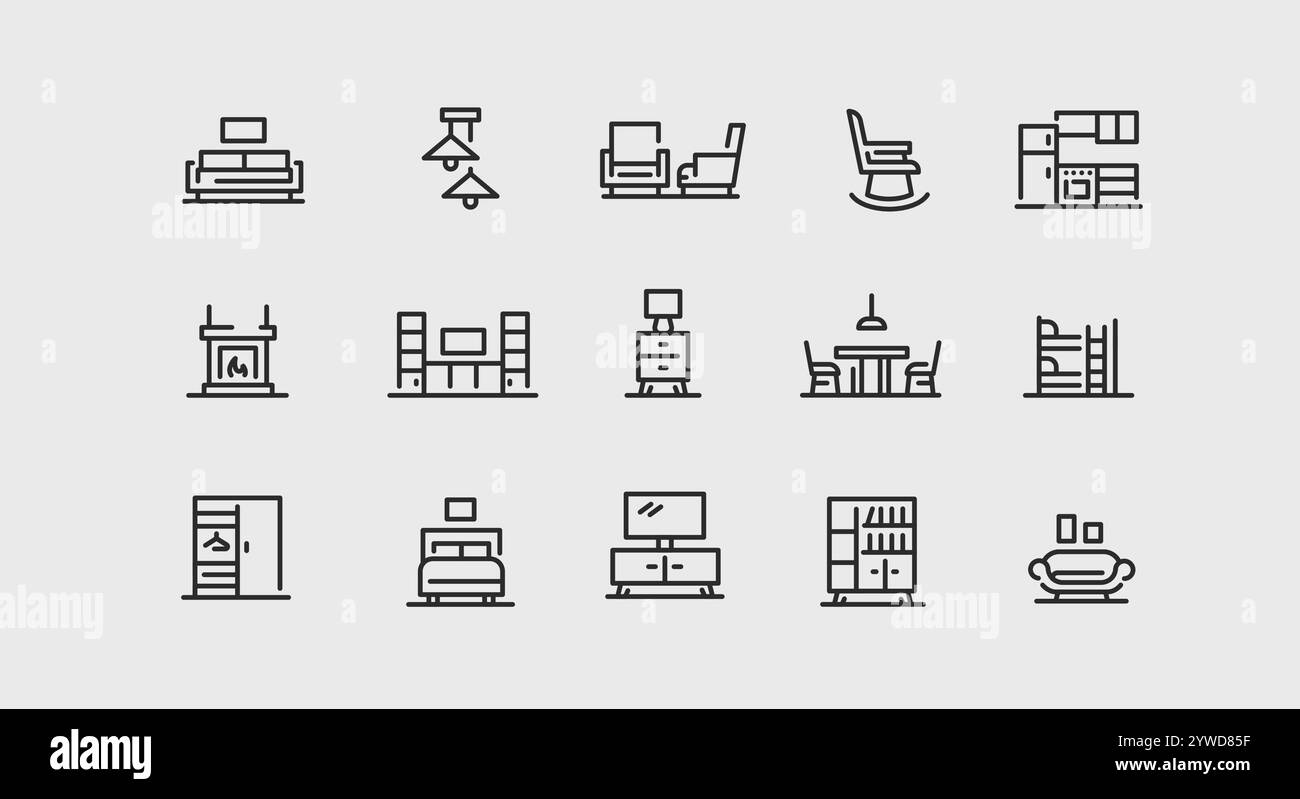 Furniture set chair Black and White Stock Photos & Images - Alamy