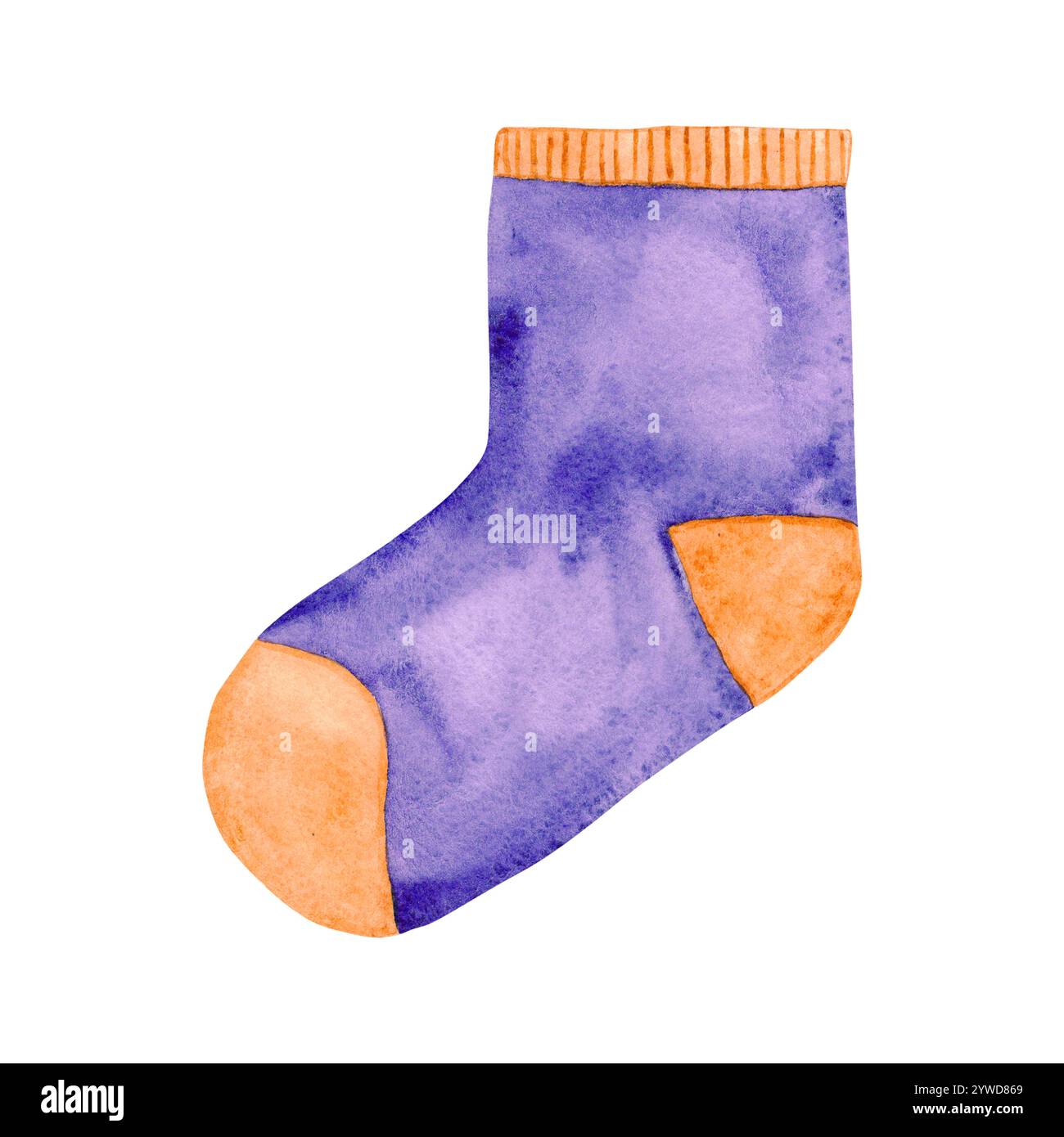 Illustration of a baby sock. The drawing is done in watercolor ...