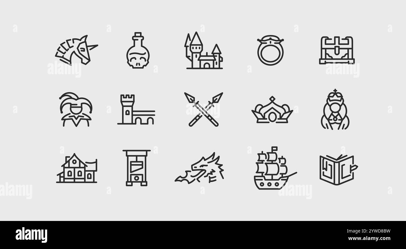 Medieval castle icons set Stock Vector Images - Alamy