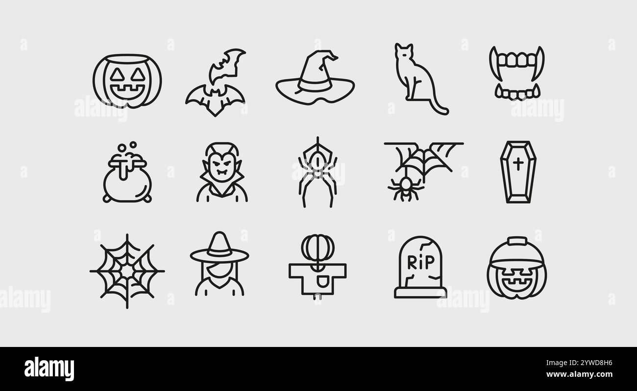 Halloween Icons Set Stock Vector Image & Art - Alamy