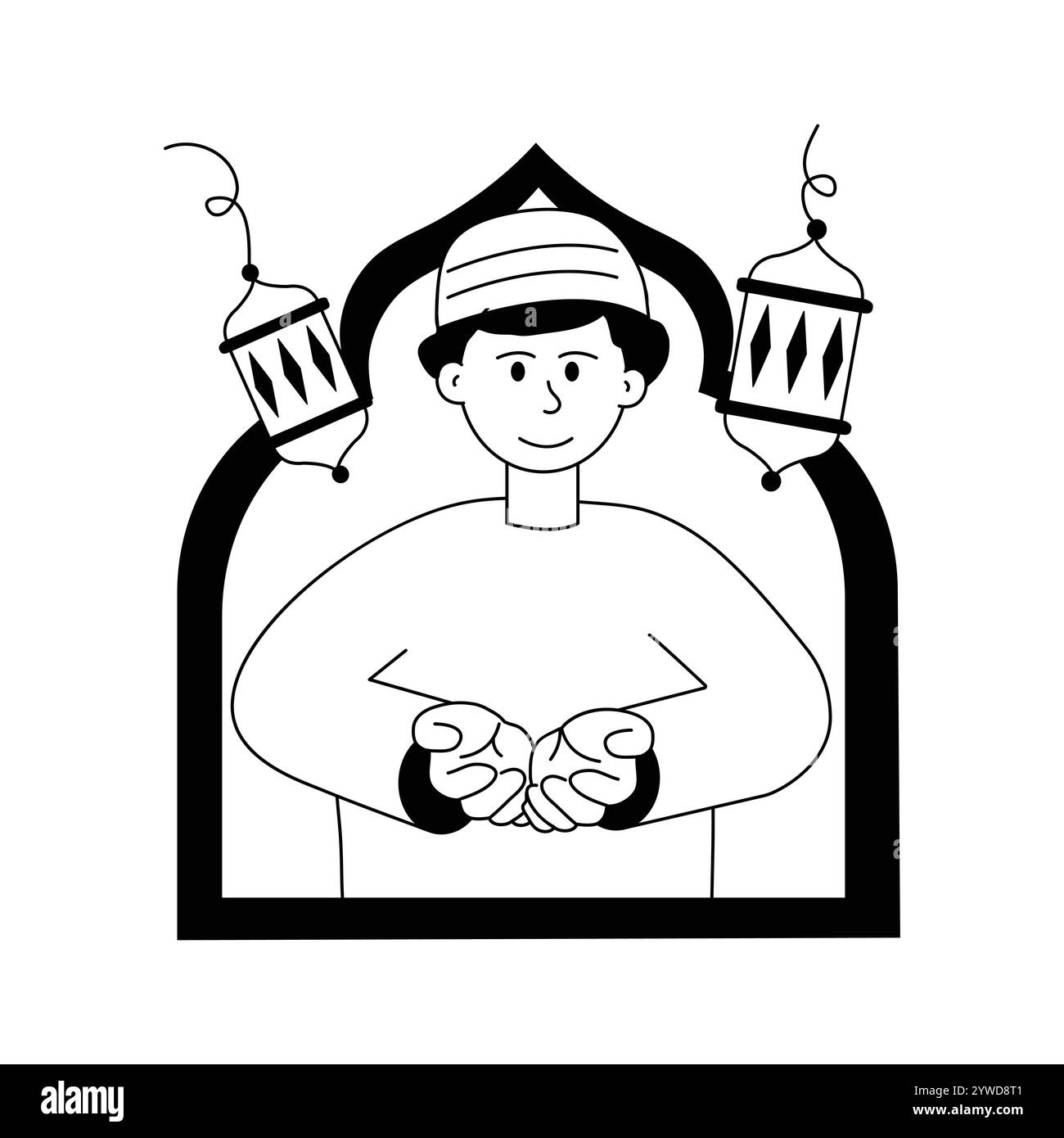 Muslim man doing eid prayer, ready to use character illustration Stock ...