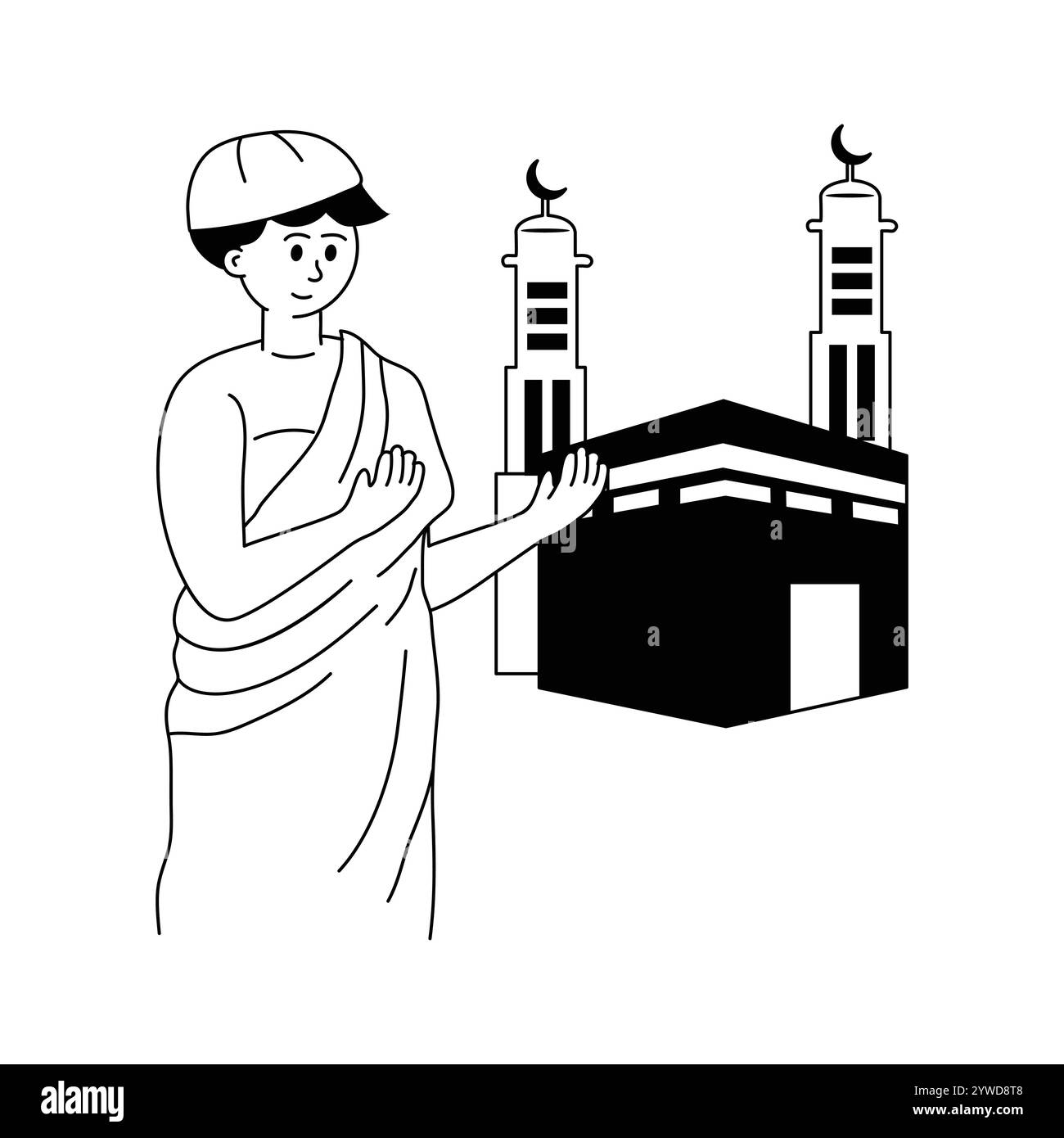 A muslim man perform hajj, hajj pilgrim doing their worship concept ...