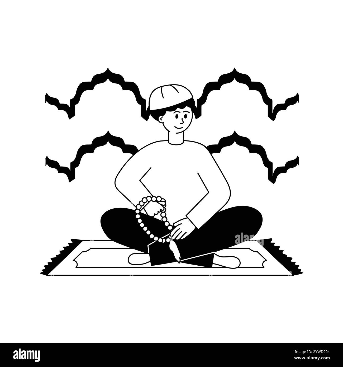 Muslim man doing eid prayer, character illustration Stock Vector Image ...