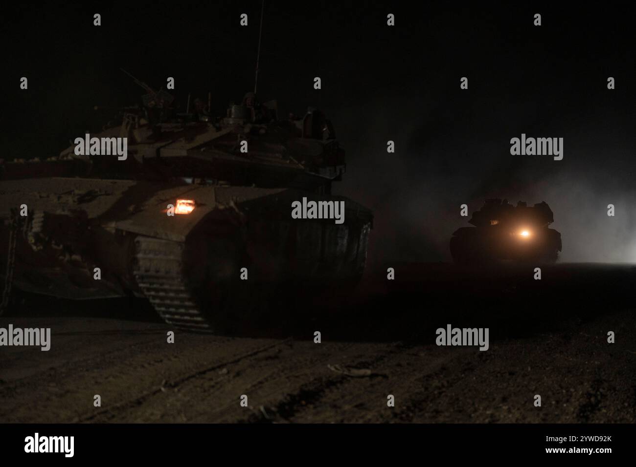 Yuval, Israel. 11th Dec, 2024. Israeli tanks gather as they come back ...