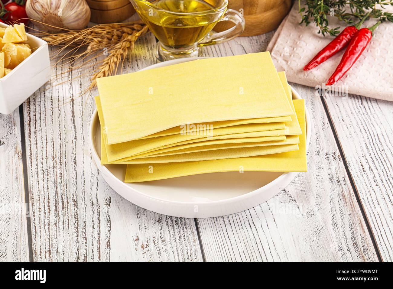 Italian cuisine - dry lasagna sheets for cooking Stock Photo - Alamy
