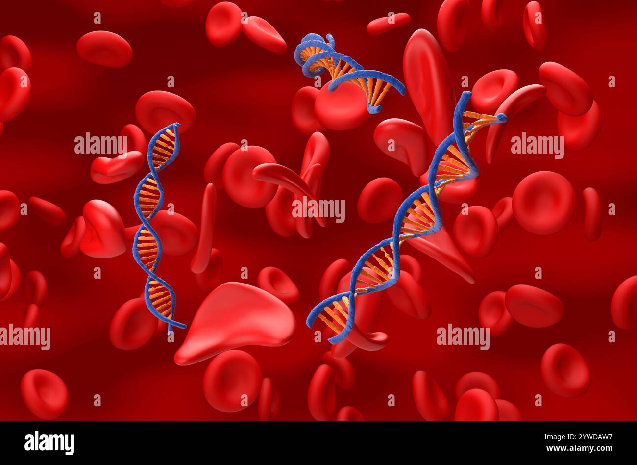 Gene therapy in Sickle cell anaemia - isometric view 3d illustration ...