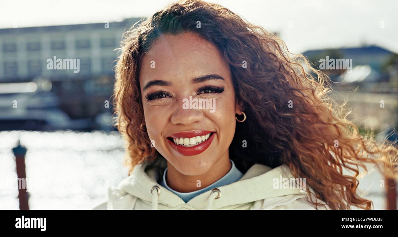 Travel, portrait and trip with woman in city for adventure, gen z and ...