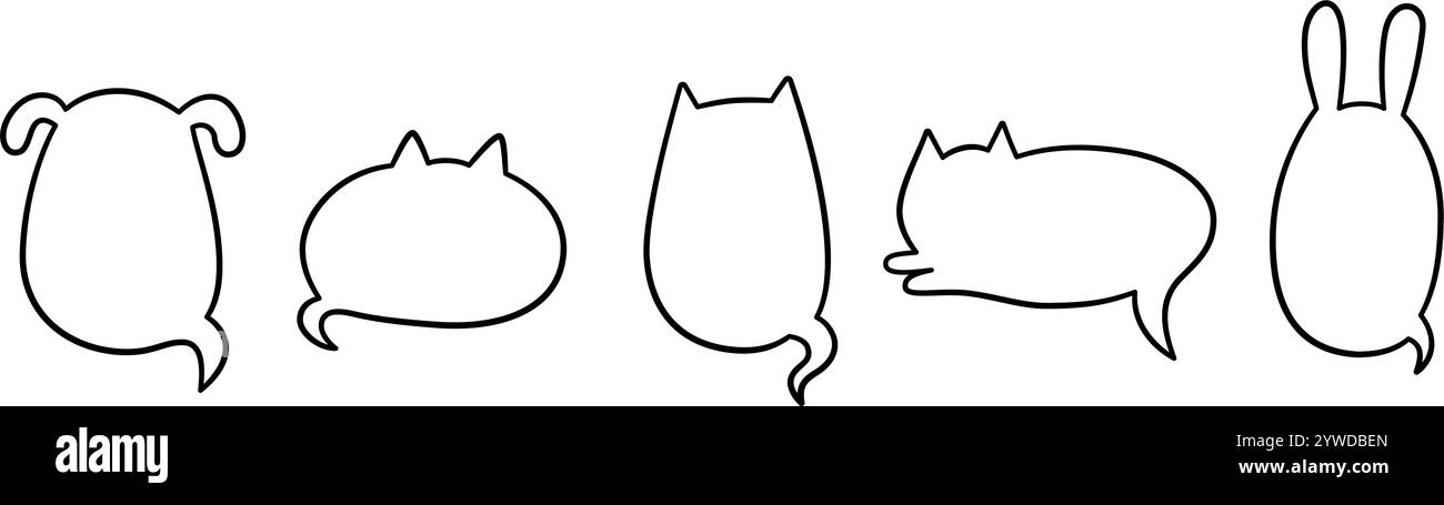 Cat dog rabbit pet speech bubble. Empty cute frames with tails set ...