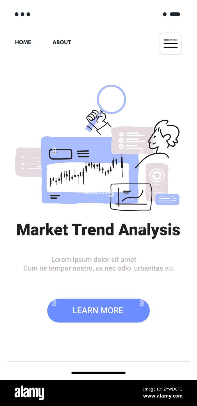 Market trend analysis concept with charts magnifying glass person ...