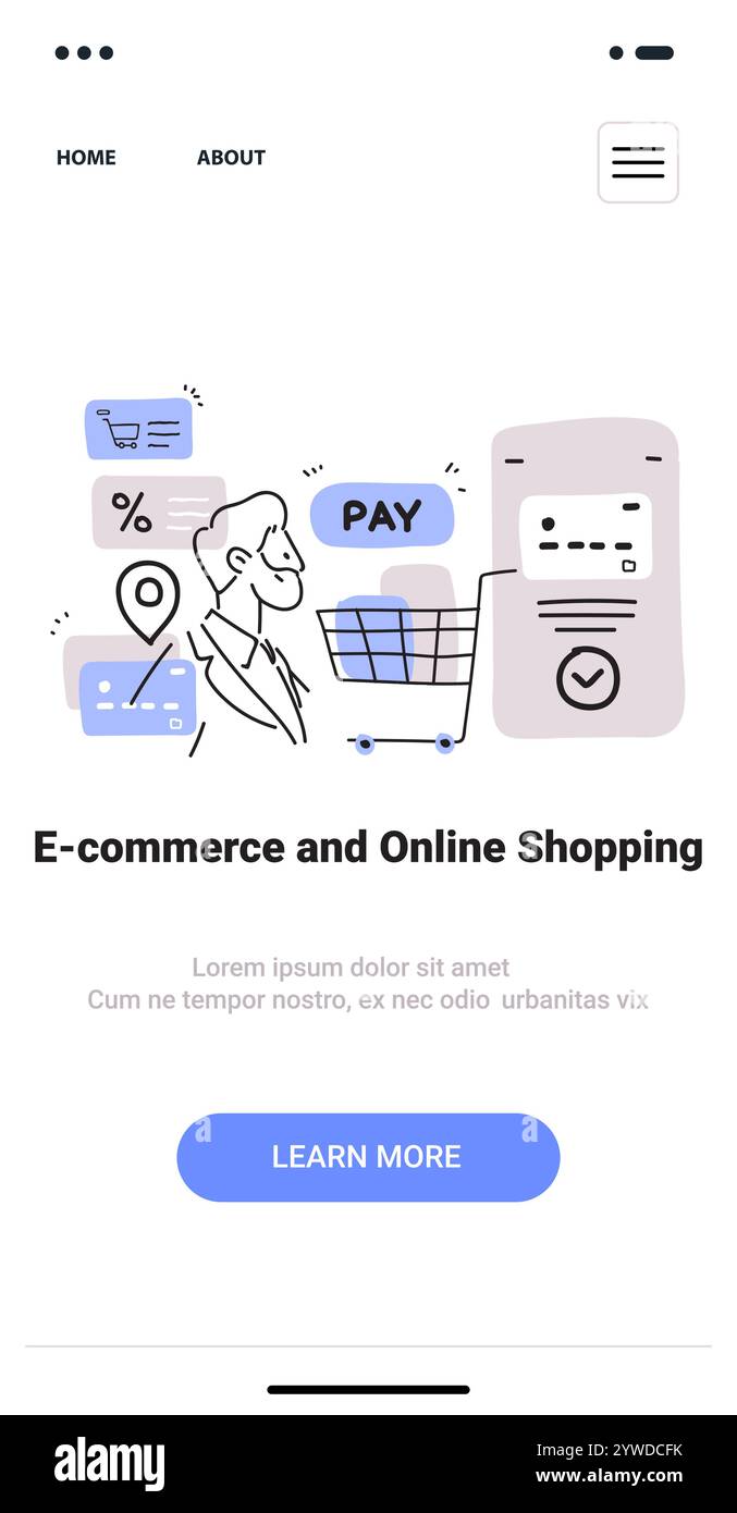 E-commerce and online shopping concept with person shopping cart ...