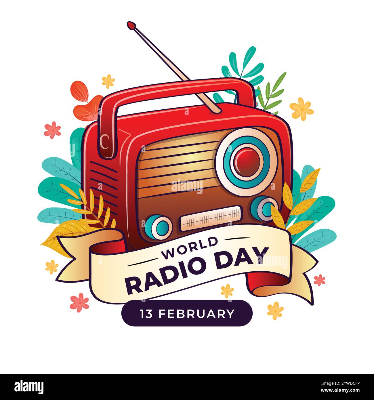 World radio day with old Cartoon vector illustration Stock Vector Image ...