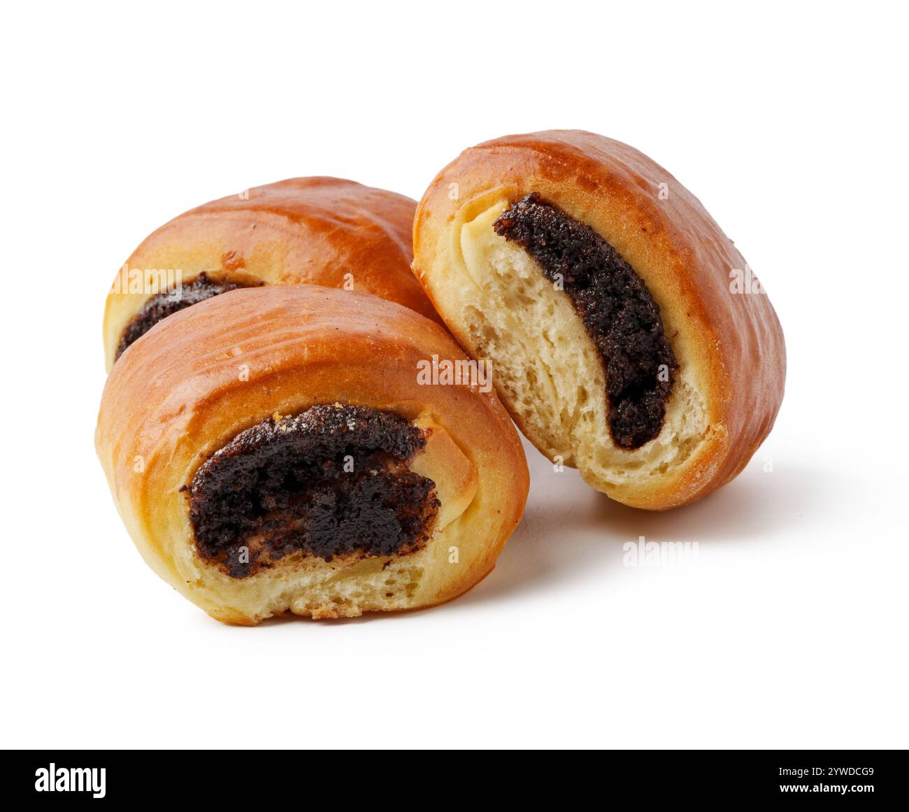 Delicious baked pastries filled with rich chocolate in a tempting ...