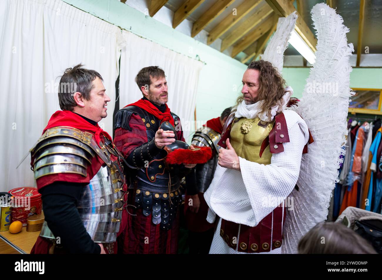 Actors the playing Archangel Gabriel and soldiers at the dress ...