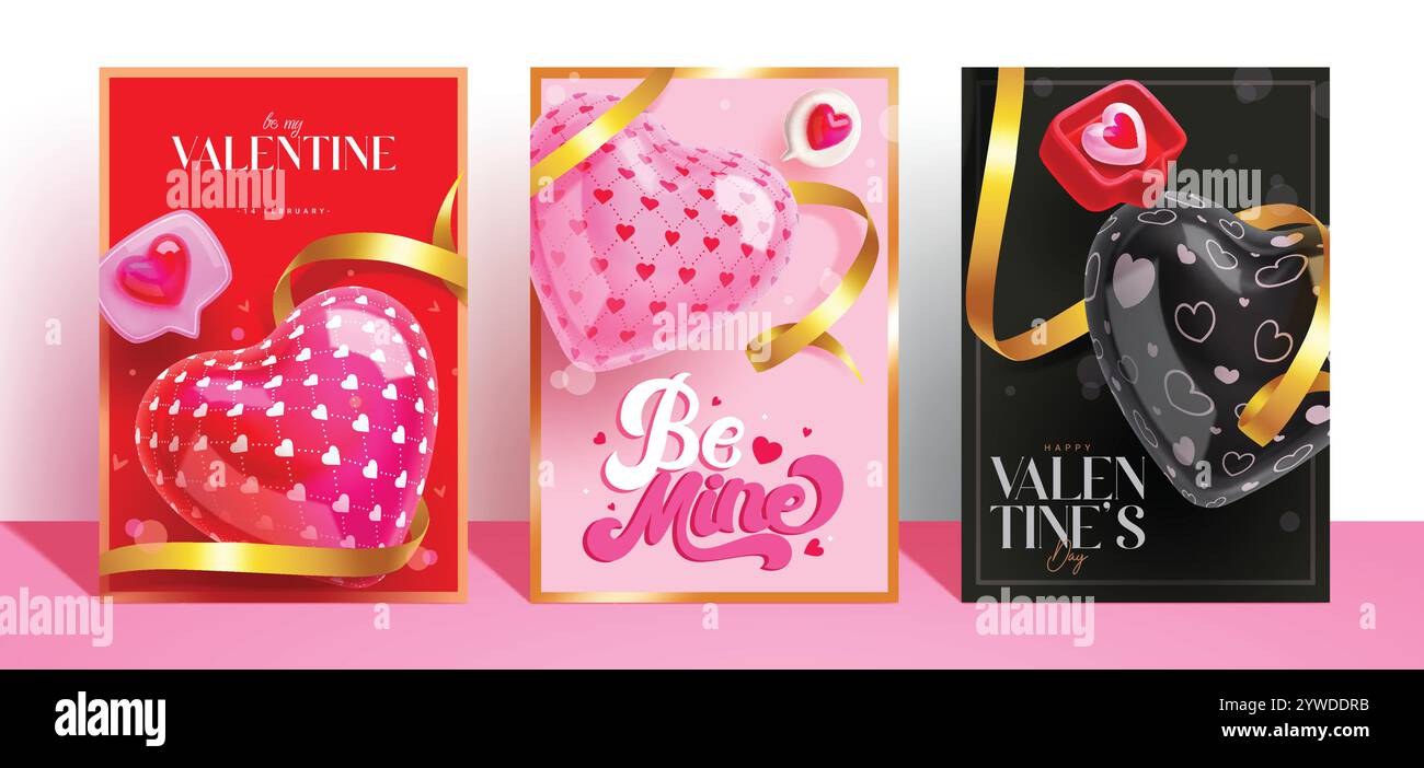 Valentine's day clipart poster set. Valentine greeting card with ...