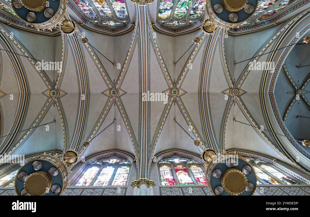 The ornate arched ceiling of the Cathedral of Saint Helena in Helena ...