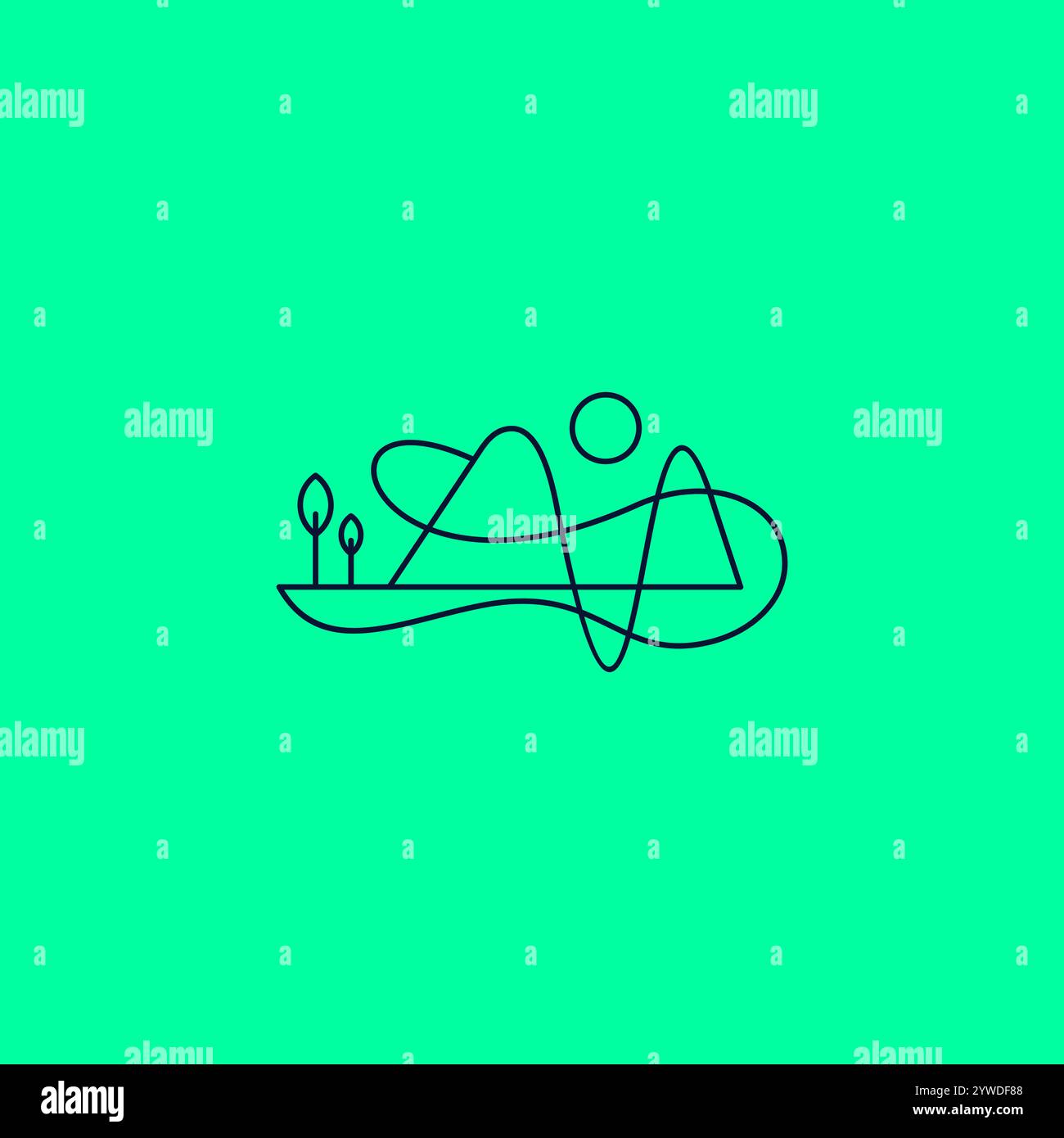 landscape line logo Vector. Mountain sun icon Stock Vector Image & Art ...