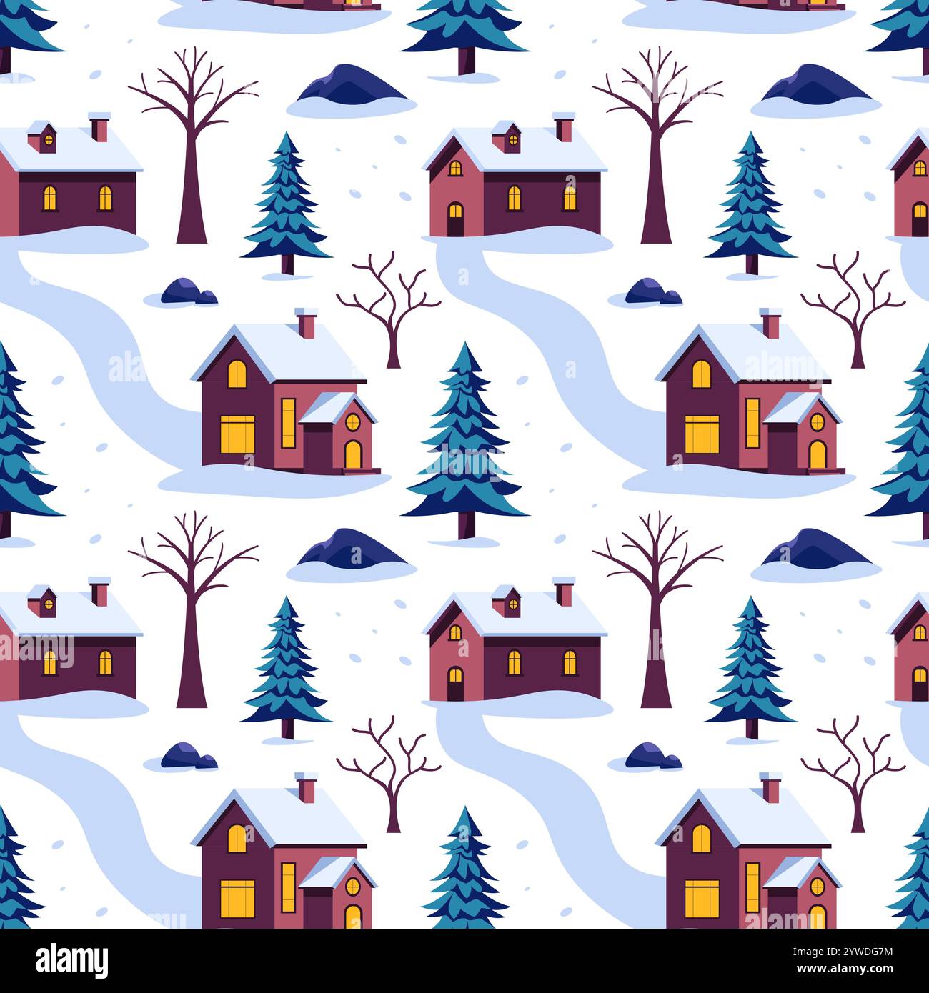 Charming Winter Seamless Pattern Design Featuring Decorative Elements ...