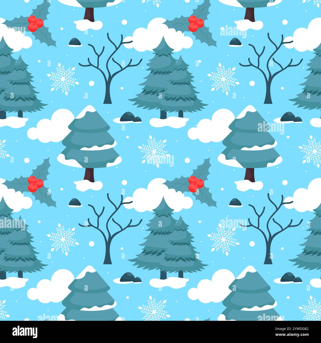 Charming Winter Seamless Pattern Design Featuring Decorative Elements ...