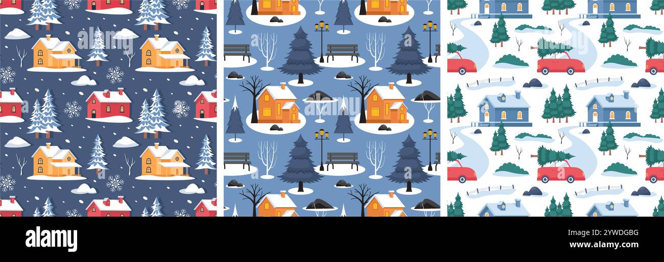 Charming Winter Seamless Pattern Design Featuring Decorative Elements ...
