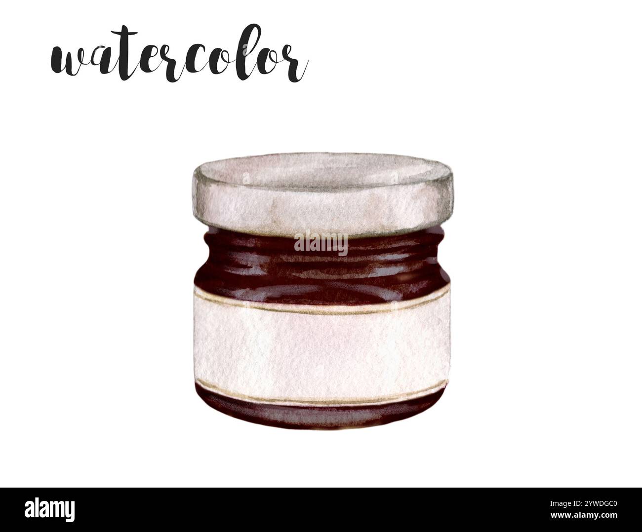 Hand-Painted Watercolor Chocolate Spread Jar Illustration Isolated on ...