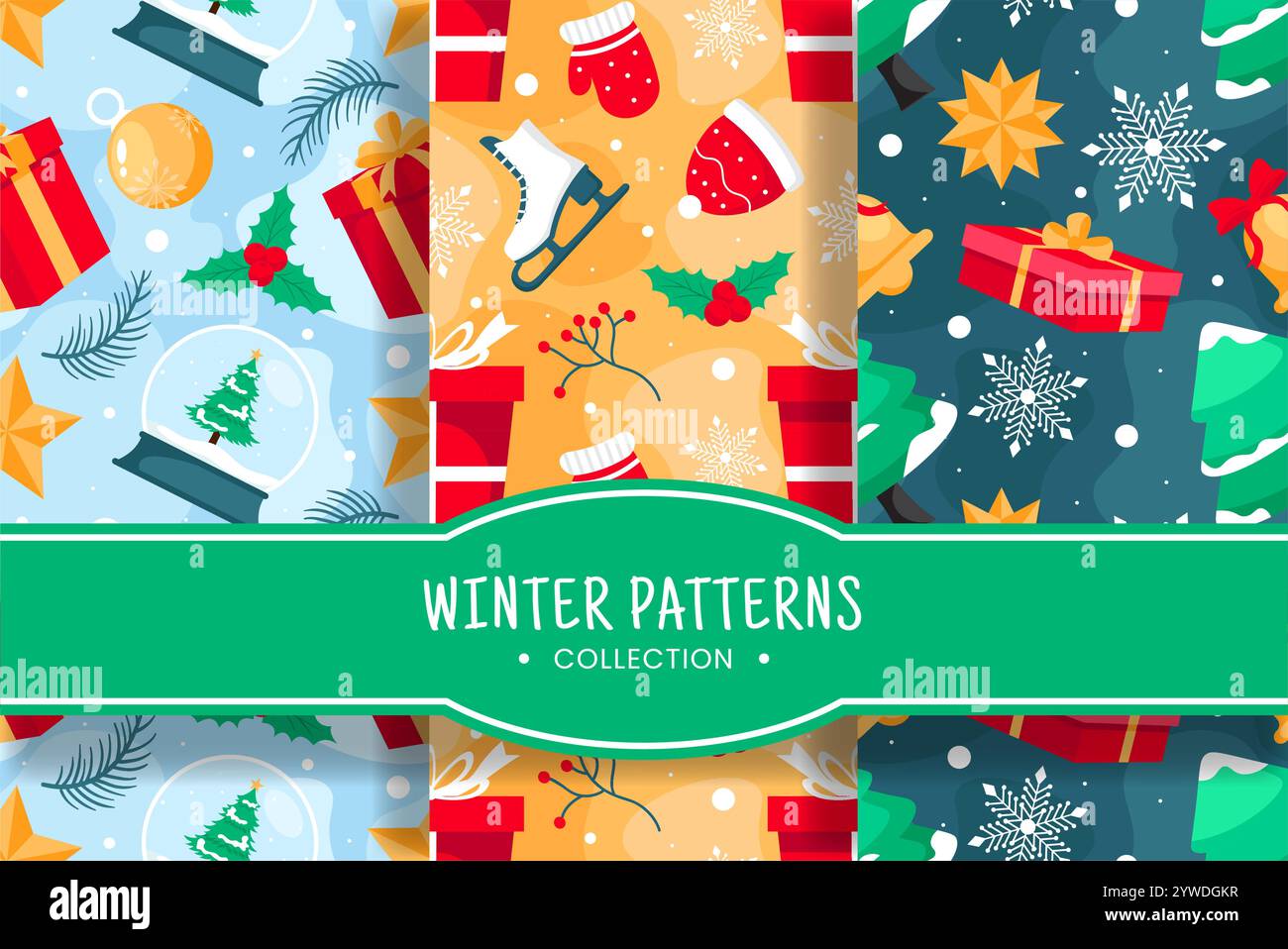 Charming Winter Seamless Pattern Design Featuring Decorative Elements ...