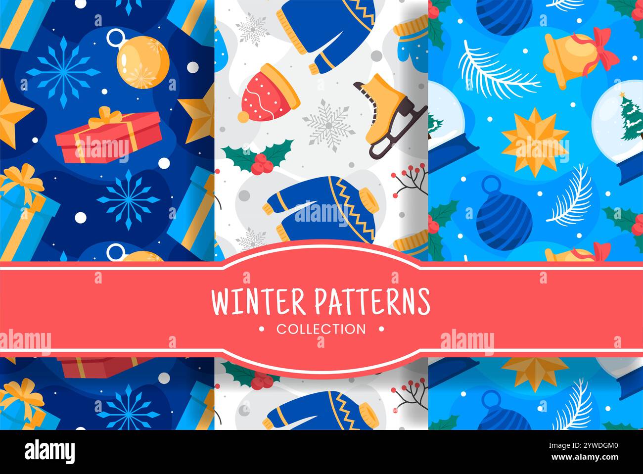 Charming Winter Seamless Pattern Design Featuring Decorative Elements ...