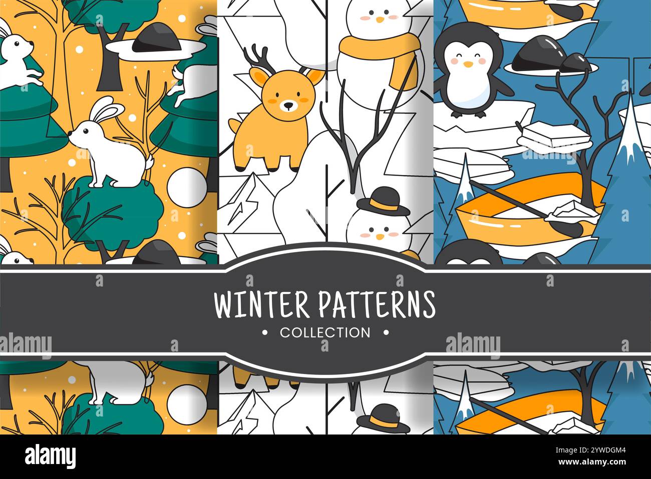 Charming Winter Seamless Pattern Design Featuring Decorative Elements ...
