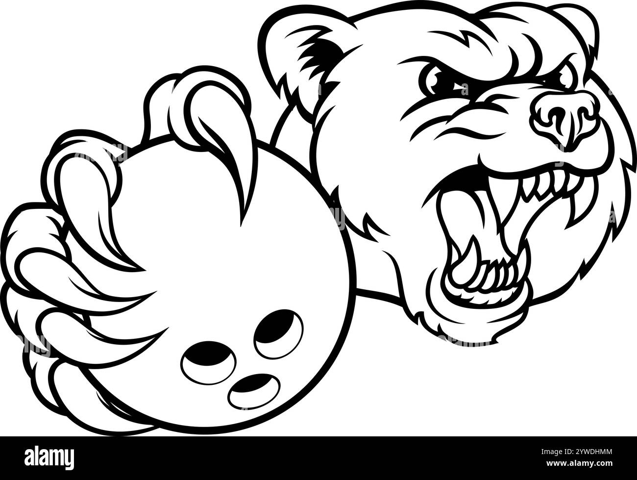Bear Bowling Ball Claw Grizzly Animal Mascot Stock Vector Image & Art ...