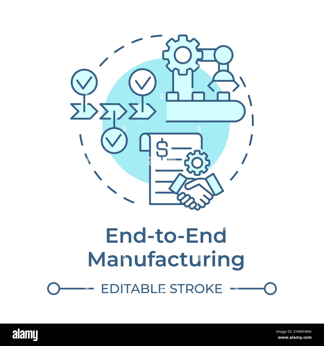 End-to-end manufacturing light blue concept icon Stock Vector Image ...