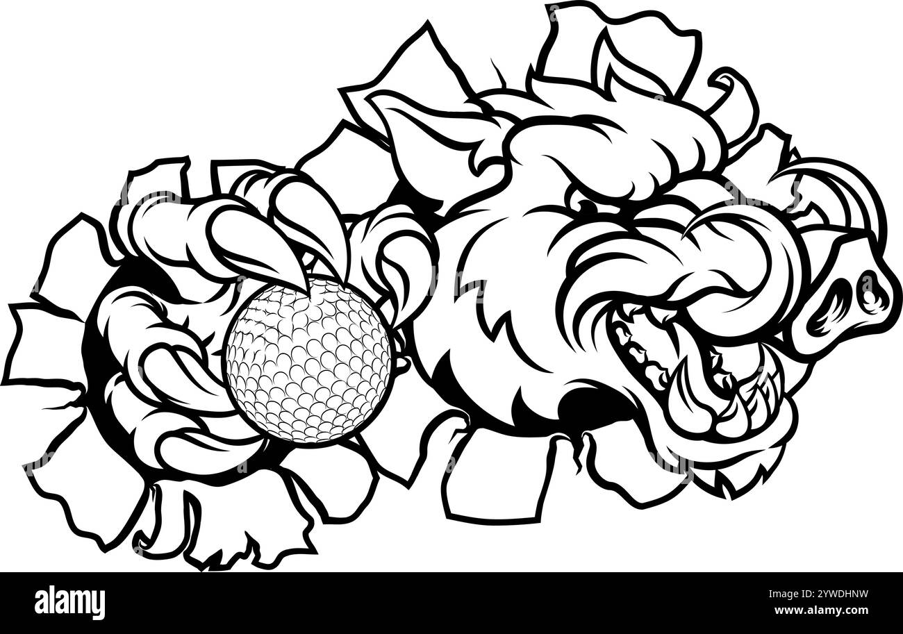 Boar Wild Hog Razorback Warthog Pig Golf Mascot Stock Vector Image ...